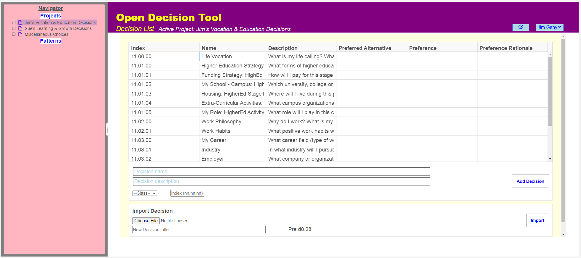 Open Decision Tool Demo Help – Decision Management Institute