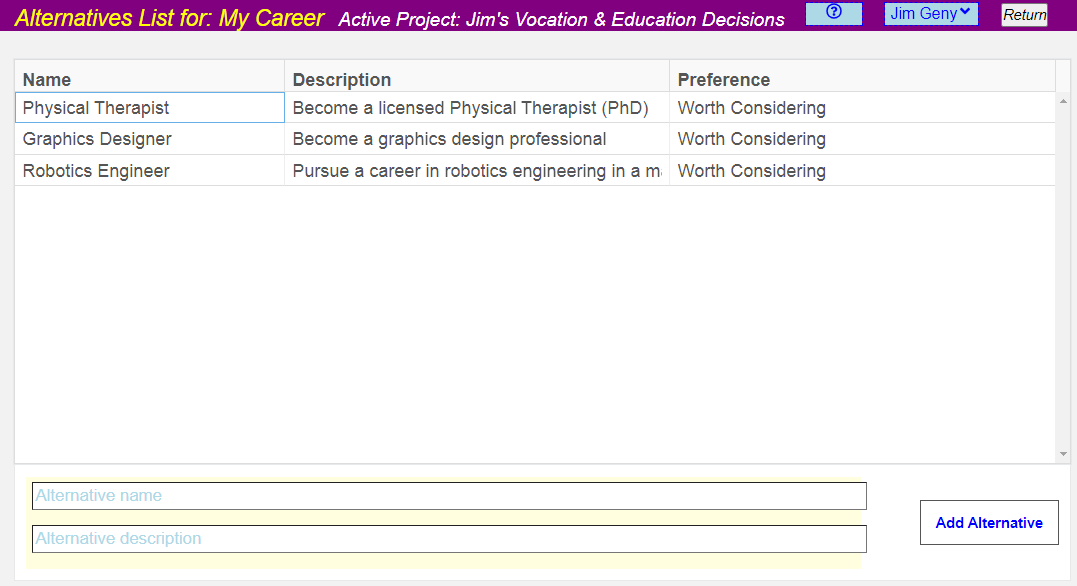 Open Decision Tool Demo Help – Decision Management Institute